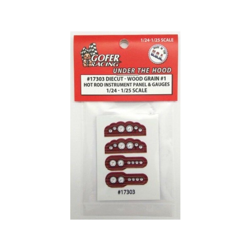 GR17303 Gofer Racing Hot Rod Instrument Panel Wood Grain num 1 1/24 - 1/25 GR17303 Gofer Racing Hot Rod Instrument Panel Wood Grain num 1 1/24 - 1/25